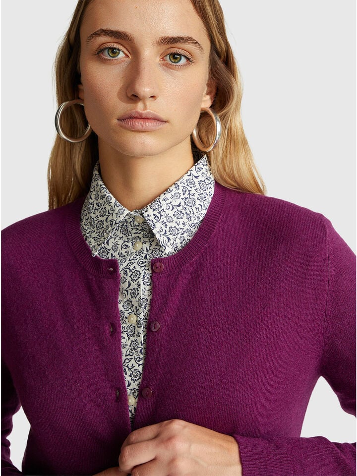 Basic 100Pc Virgin Cardigan - Plum