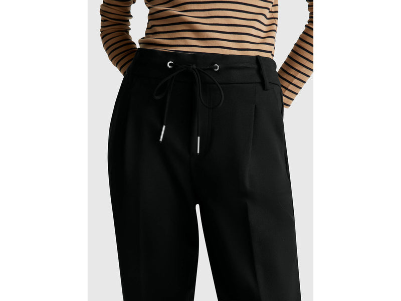 Pleated Cuffed Trouser - Black