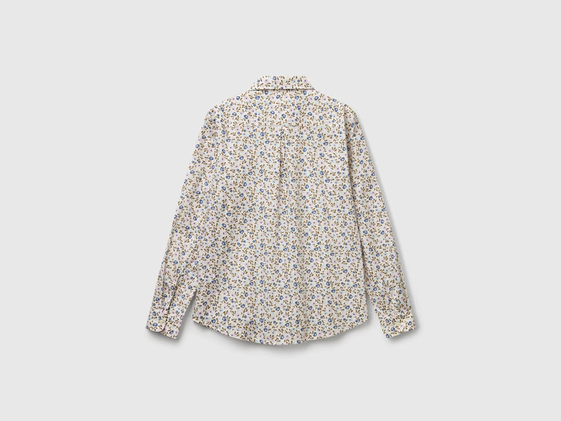 Print Shirt - Cream/blue Floral