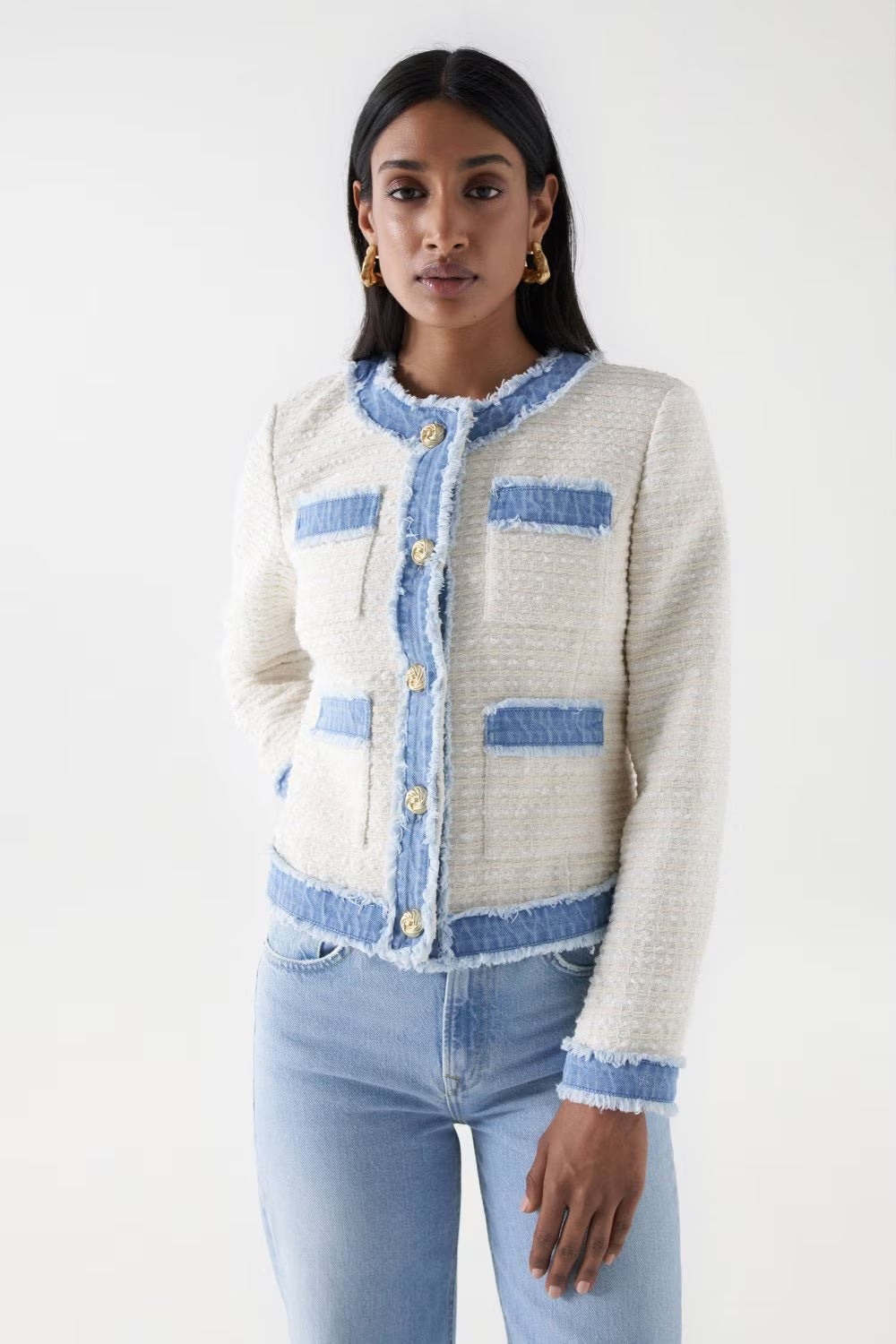 Denim Tweed Jacket - Pearl