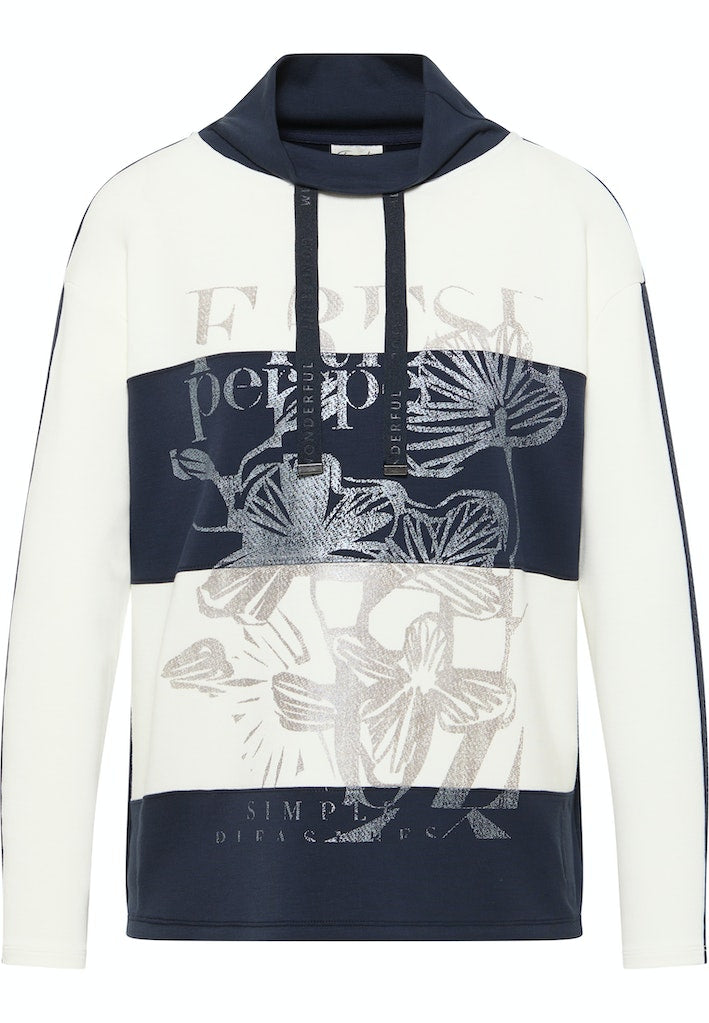 Drawstring Neck Sweatshirt - Navy