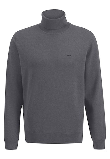 Plain Roll Neck Jumper - Steel