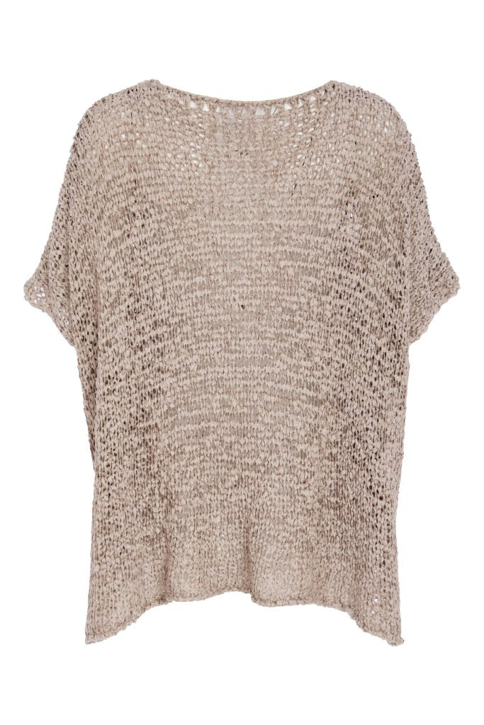 Waffle Effect V Neck Jumper - Taupe