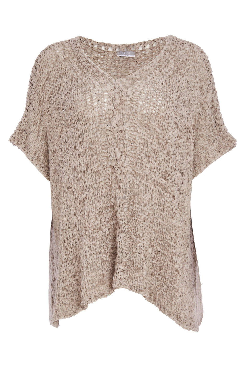 Waffle Effect V Neck Jumper - Taupe