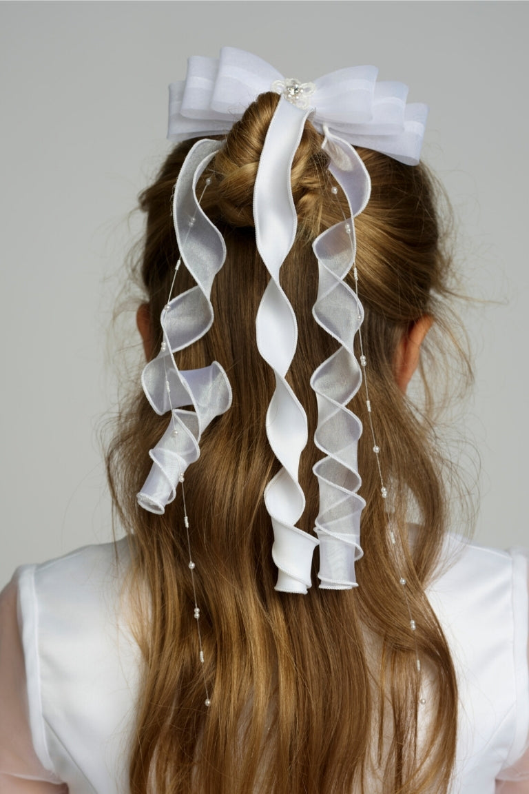Communion Bow Tiara - White