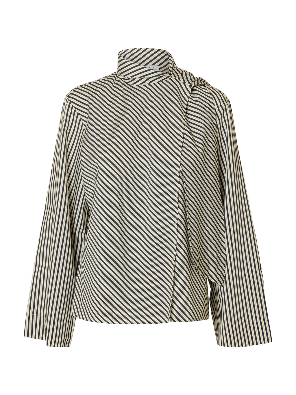 Charlotte Cowl Neck Top - Angora Stripe