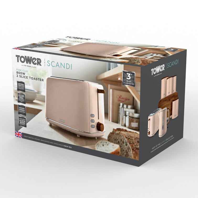 Scandi 2 Slice Toaster - Clay Pink