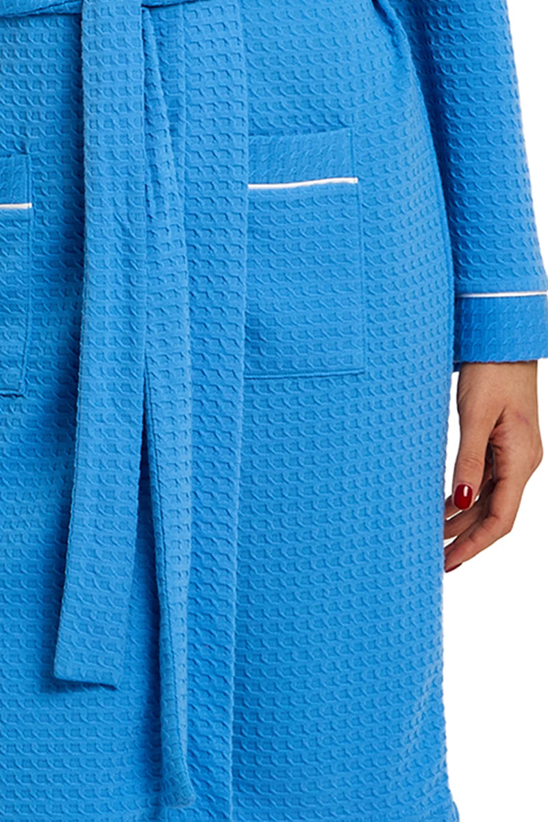 Waffle Kimono Robe - Blue