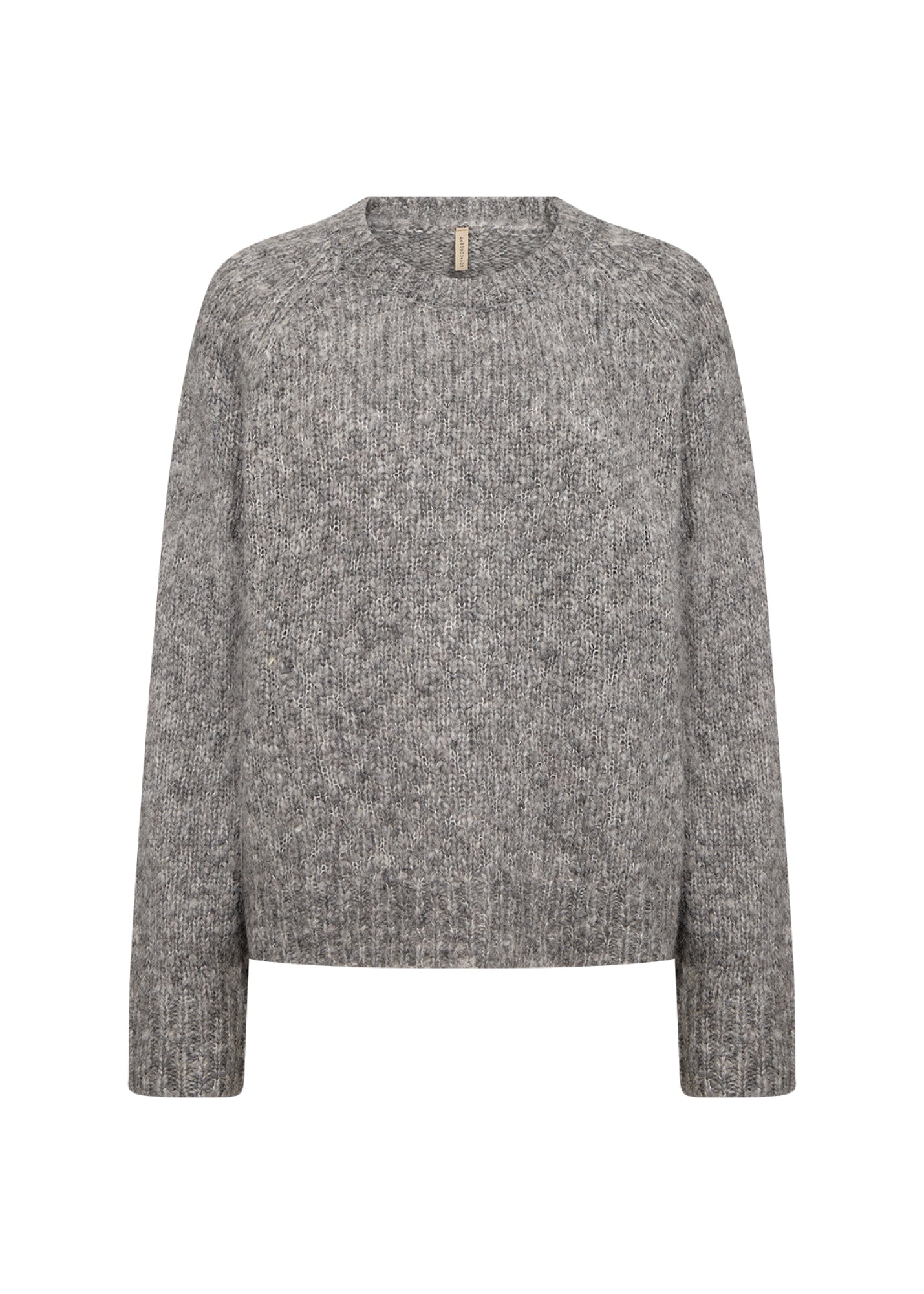 Vela 2 Ribbed Round Neck Jumper - Grey Melange