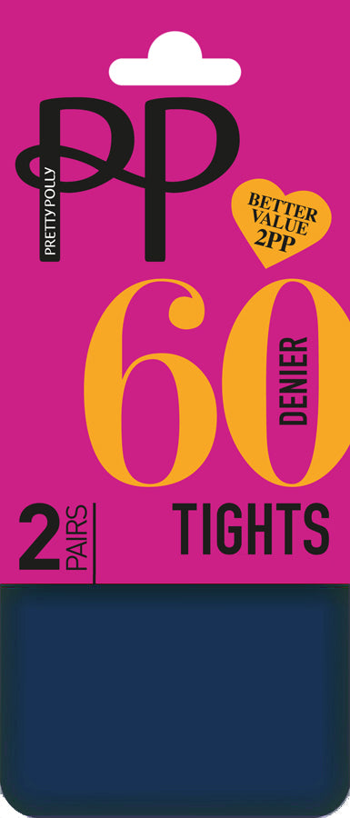60 Denier 2 Pairs Opaque Tights - Grey