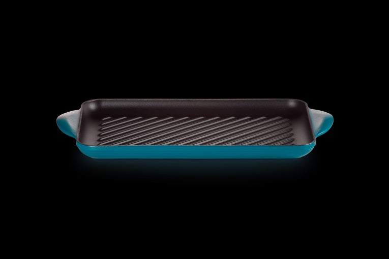 32cm Cast Iron Rectangular Grill - Deep Teal