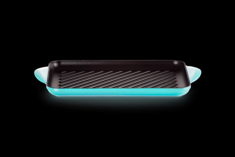 32cm Cast Iron Rectangular Grill - Teal