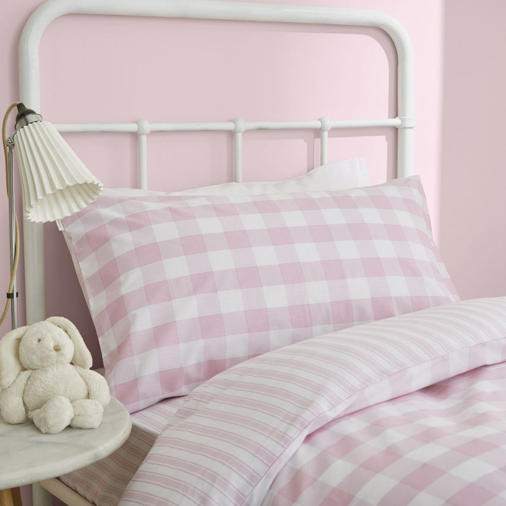 Bianca Check And Stripe Duvet Cover Set - Pink